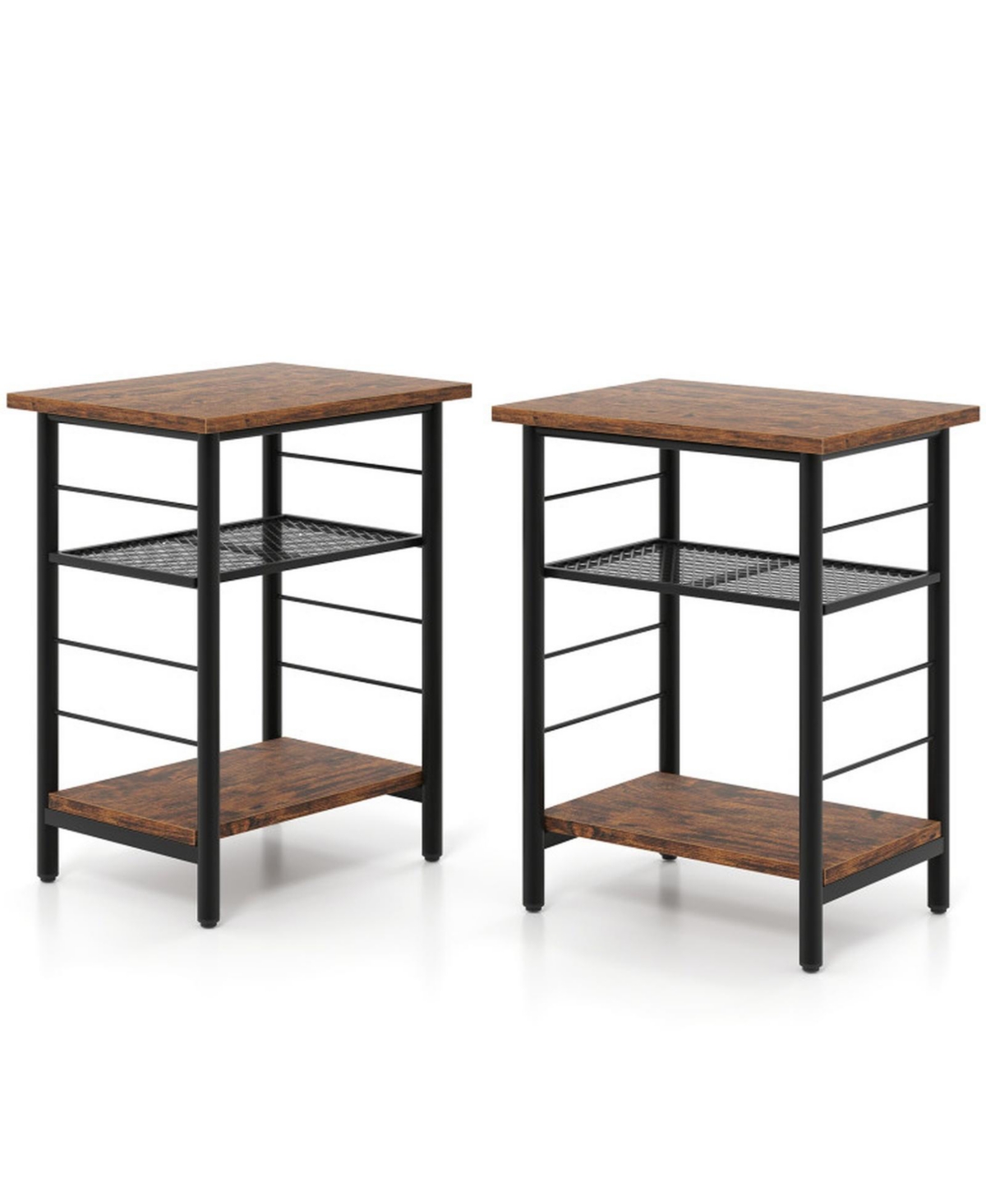 Click here for Gouun Set of 2 Industrial 3-Tier End Tables with A... prices
