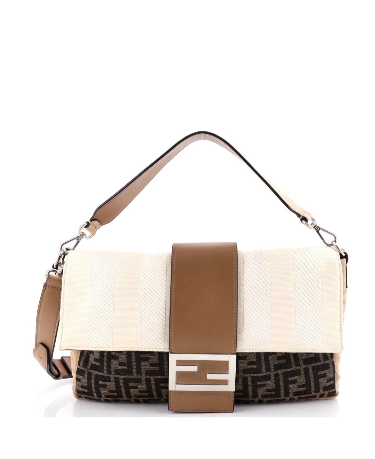 Click here for Pre-Owned Fendi Large Baguette Zucca and Pequin Ca... prices