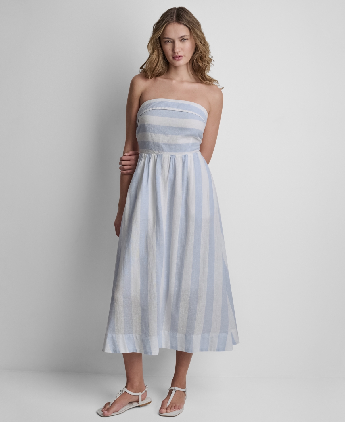 Click here for Dkny Jeans Womens Striped Strapless Midi Dress - B... prices