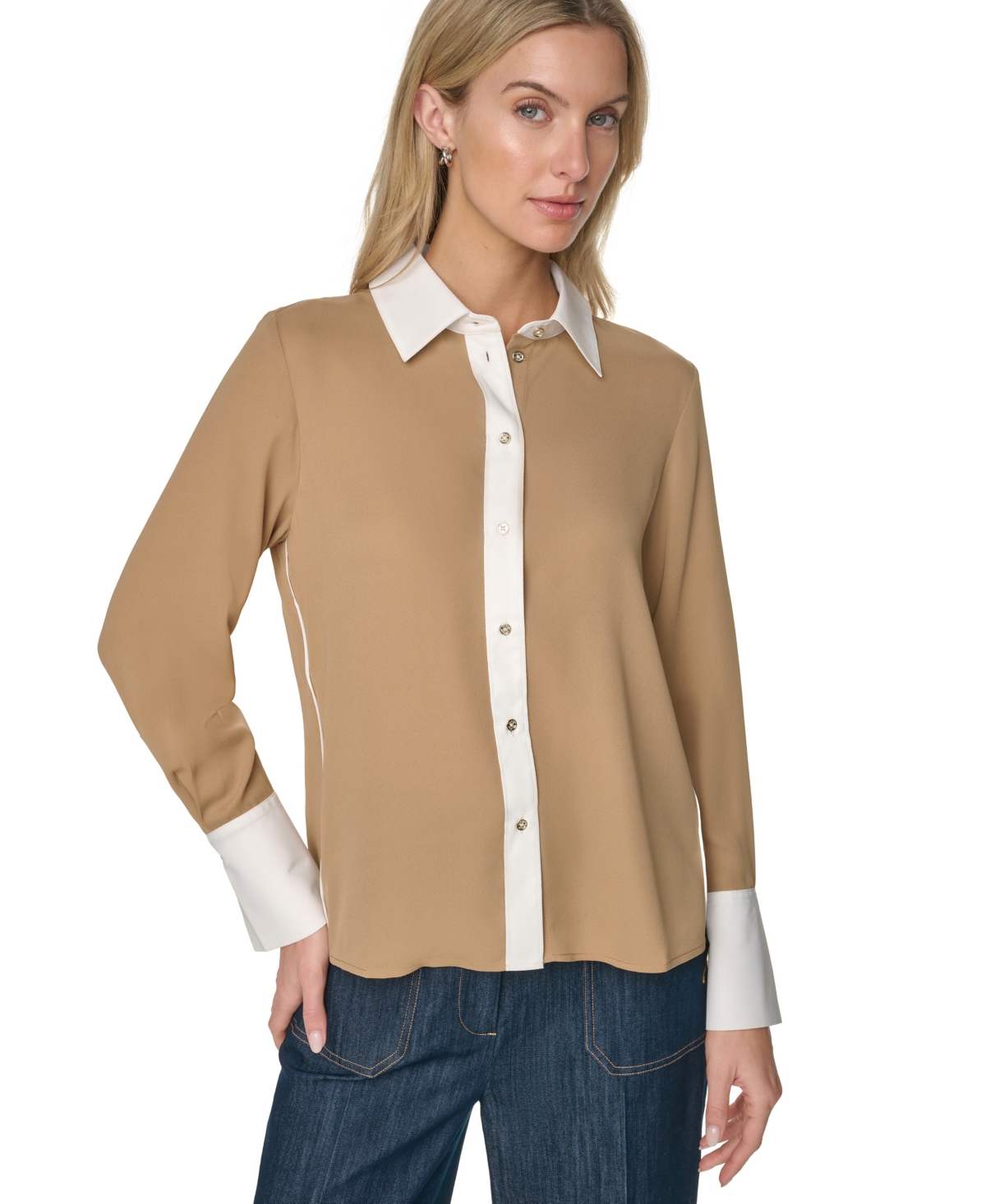Click here for Tommy Hilfiger Womens Slim-Fit Button-Up Top - Tig... prices