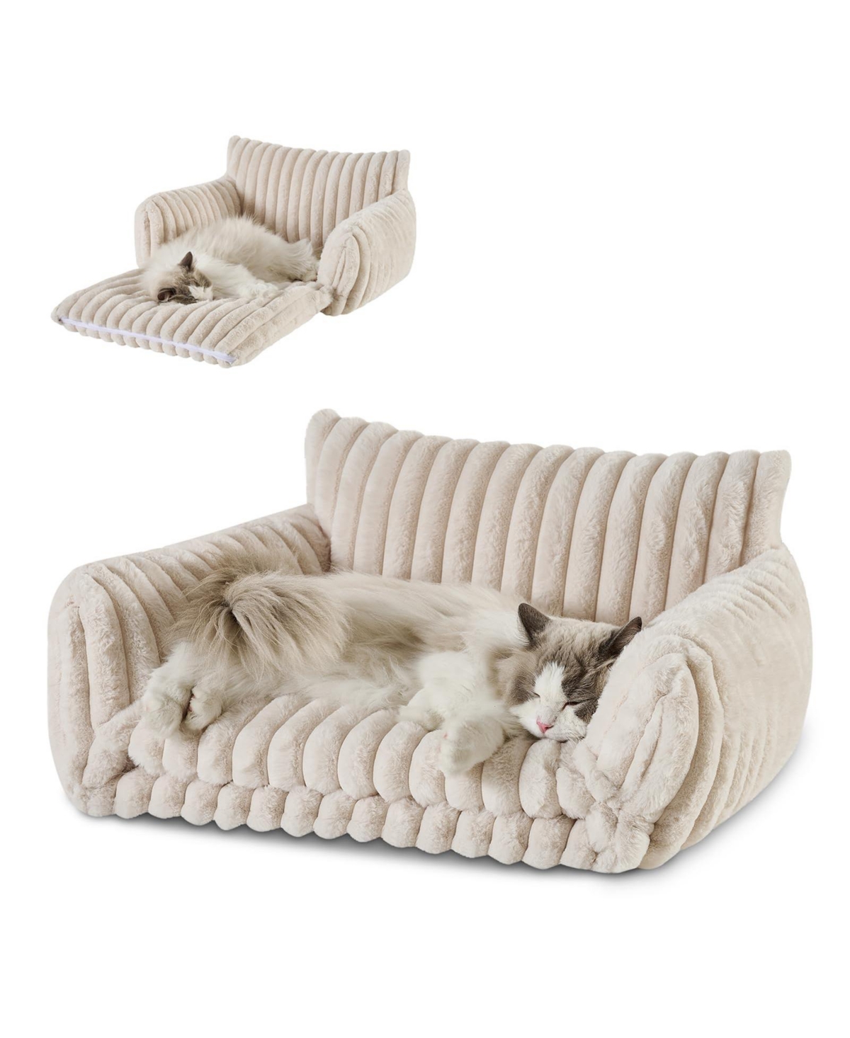 Click here for Aronkl Fluffy Plush Cat Bed Double Layer Soft Pet... prices