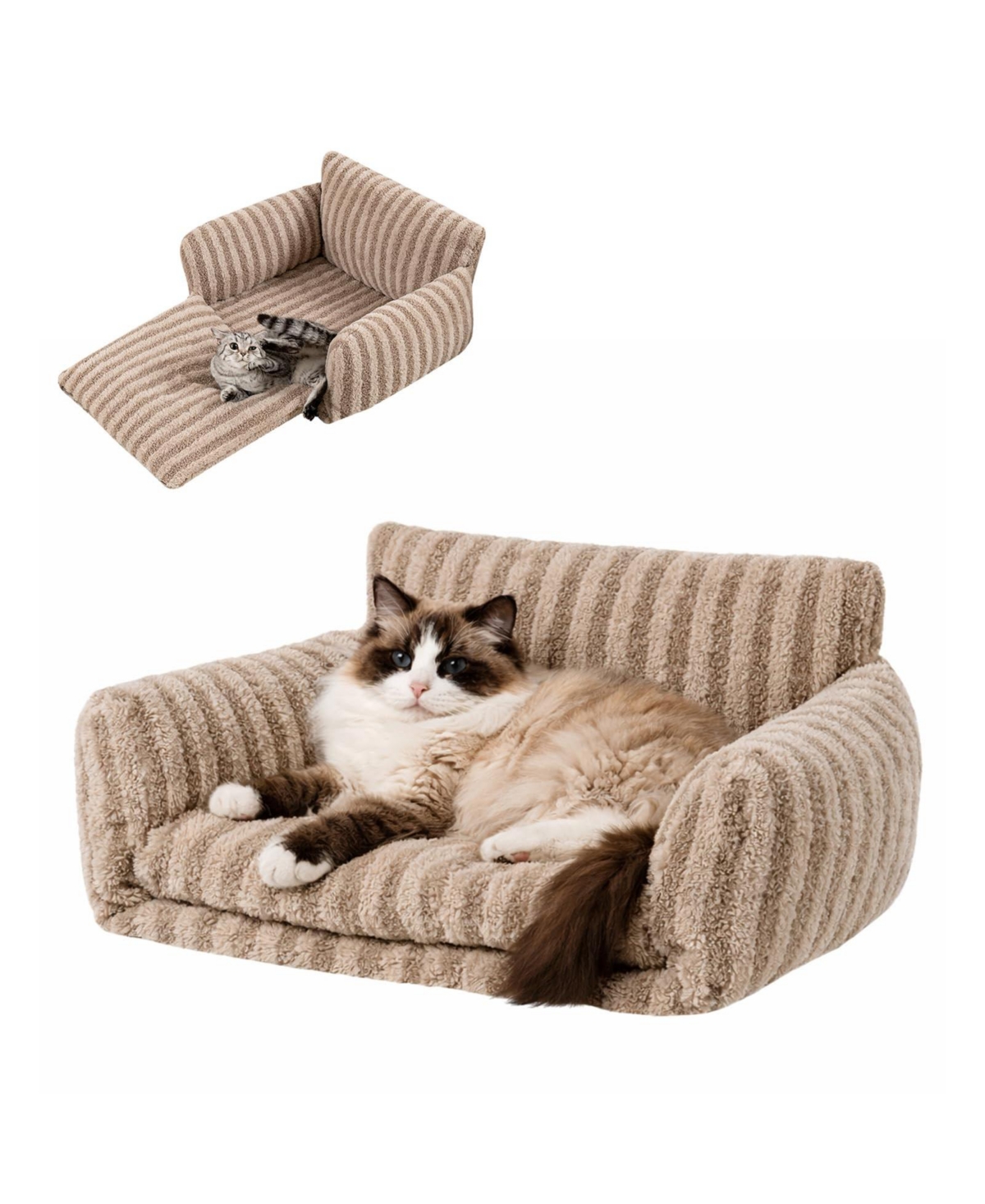 Click here for Aronkl Fluffy Plush Cat Bed Double Layer Soft Pet... prices