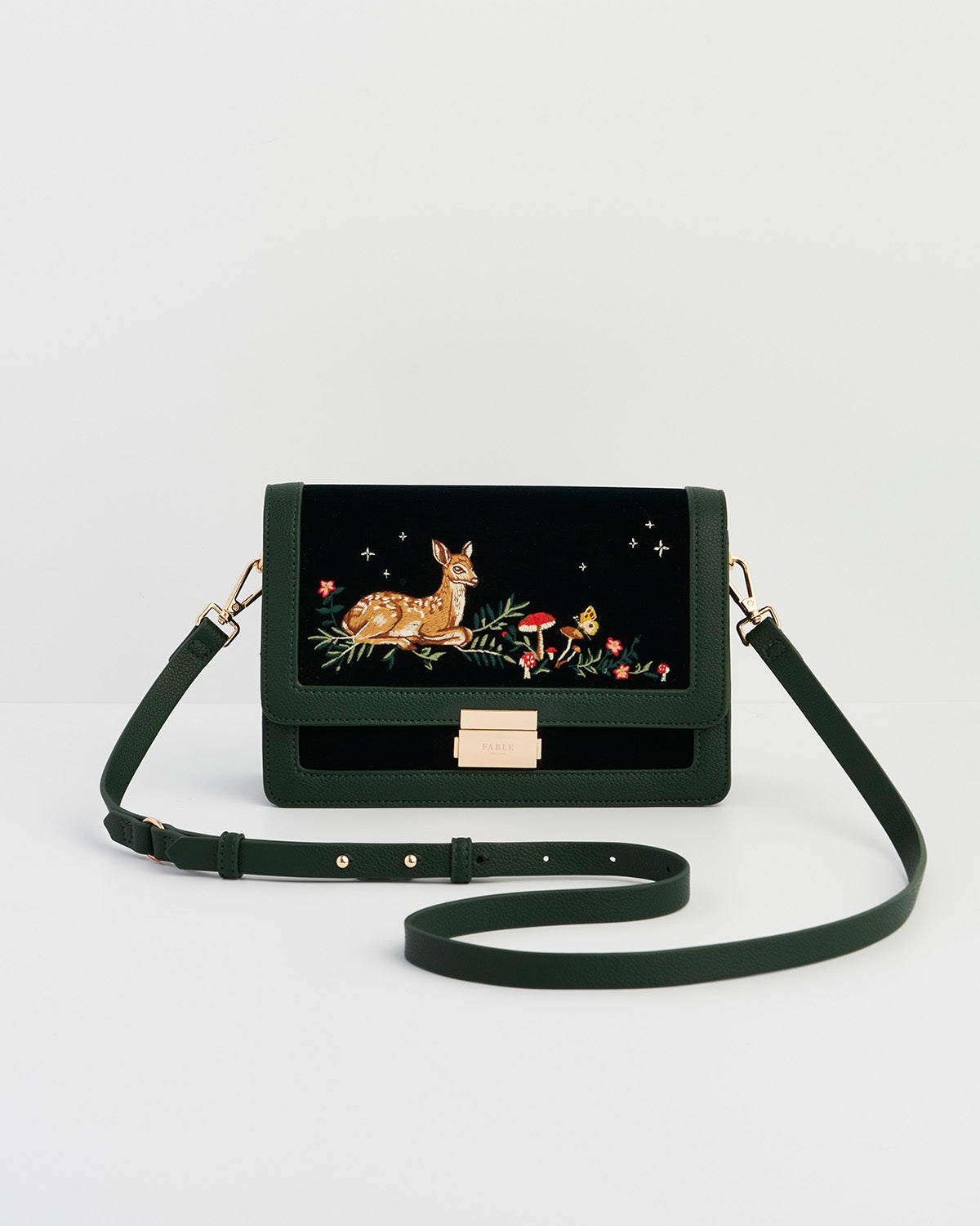 Click here for Fable England Fawn Embroidered Crossbody Bag - Woo... prices