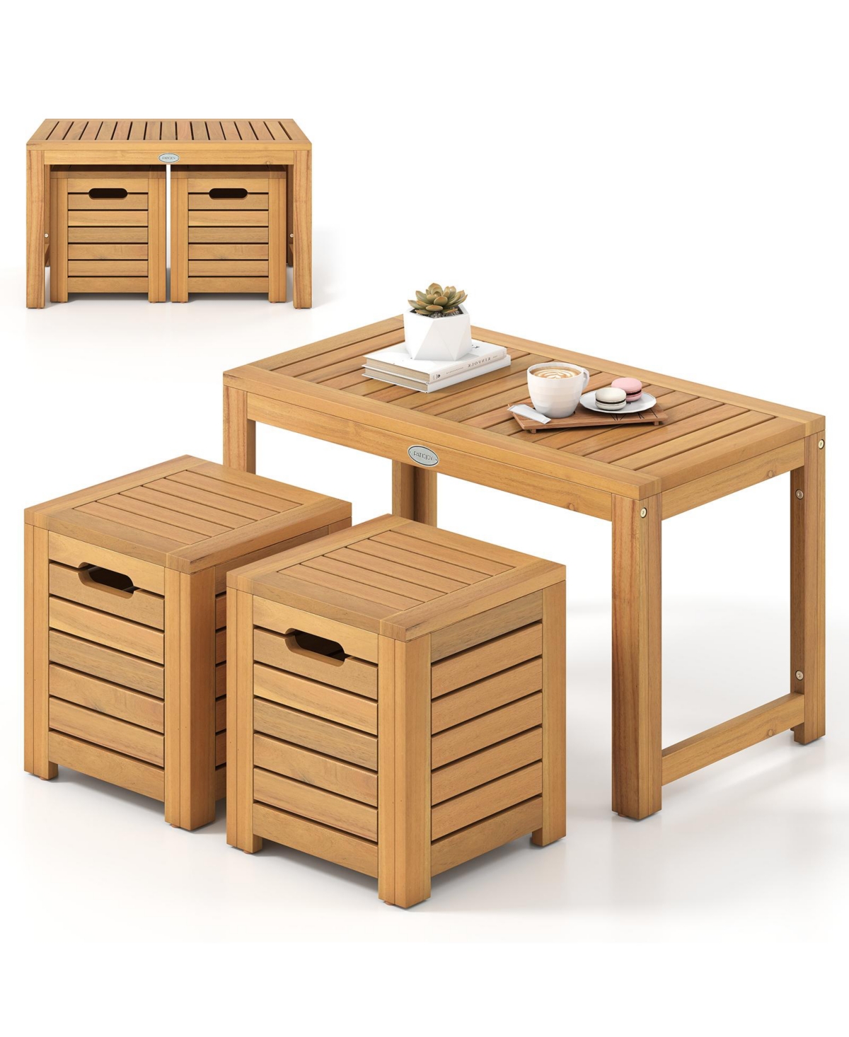 Click here for Gouun 3-Piece Acacia Wood Outdoor Coffee Table and... prices