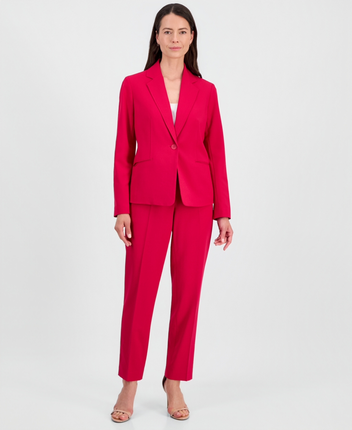 Click here for Le Suit Womens One-Button Notch-Collar Jacket & Fl... prices