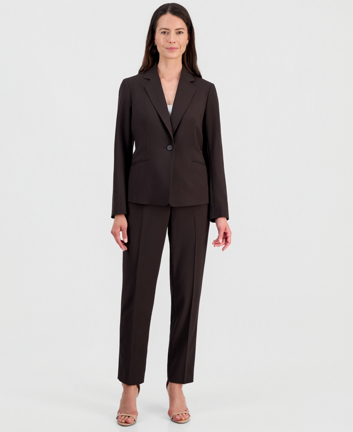 Click here for Le Suit Womens One-Button Notch-Collar Jacket & Fl... prices