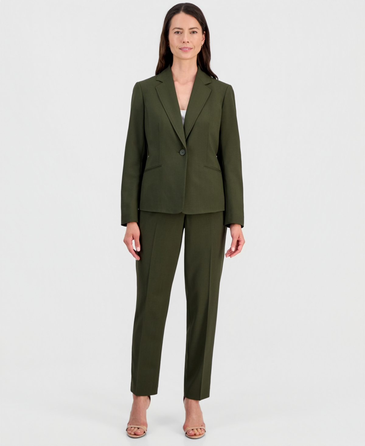 Click here for Le Suit Womens One-Button Notch-Collar Jacket & Fl... prices