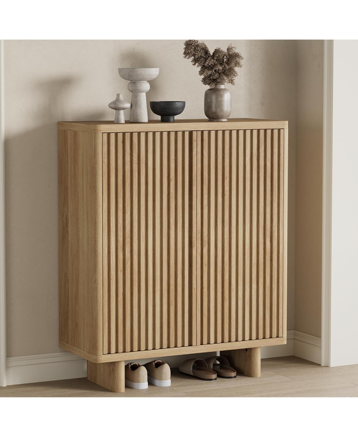 Click here for homfan 5 Tier Shoe Cabinet with Fluted Door  13.7... prices