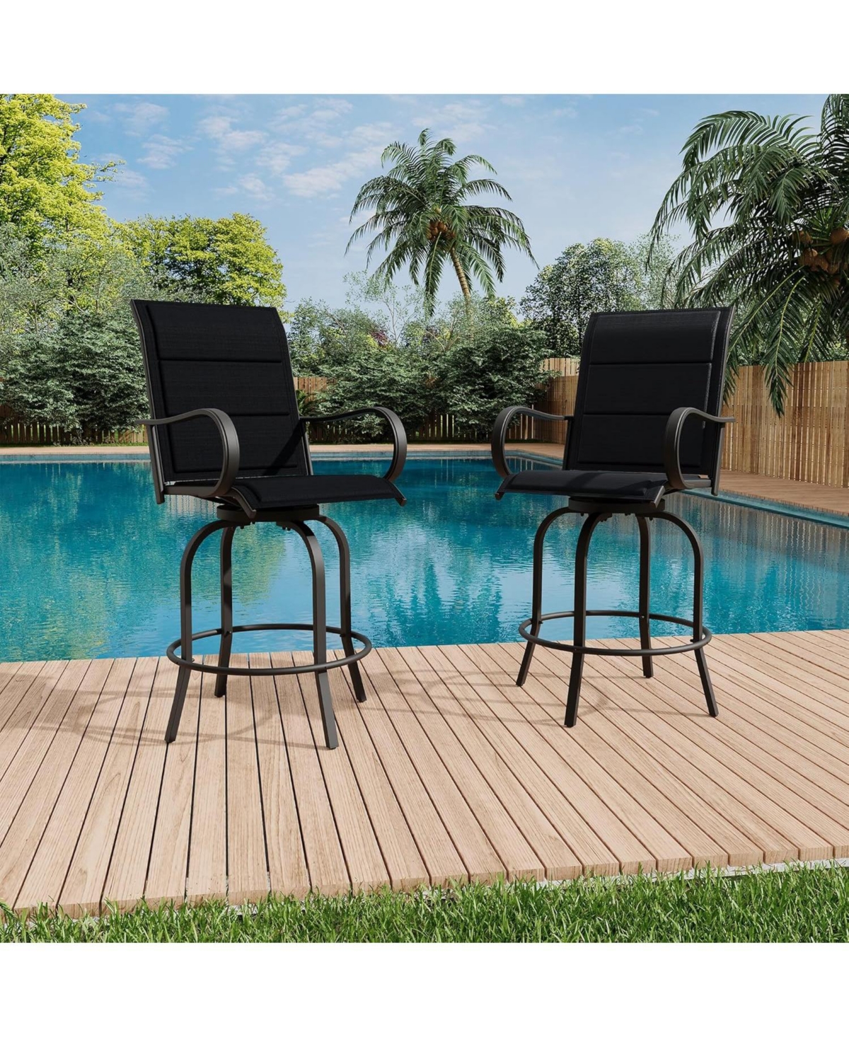 Click here for gaomon 2 Piece Outdoor Swivel Bar Chairs  Patio Hi... prices