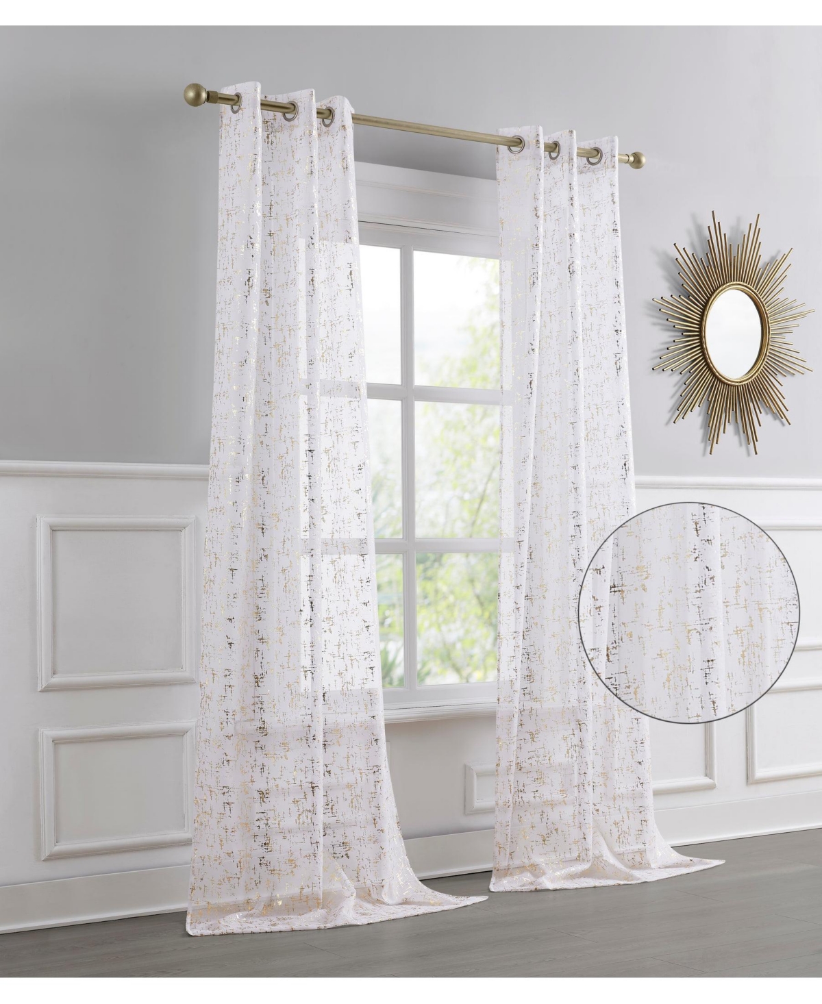 Click here for Dainty Home Linea Window Panel Set  76 x 84 - Whit... prices