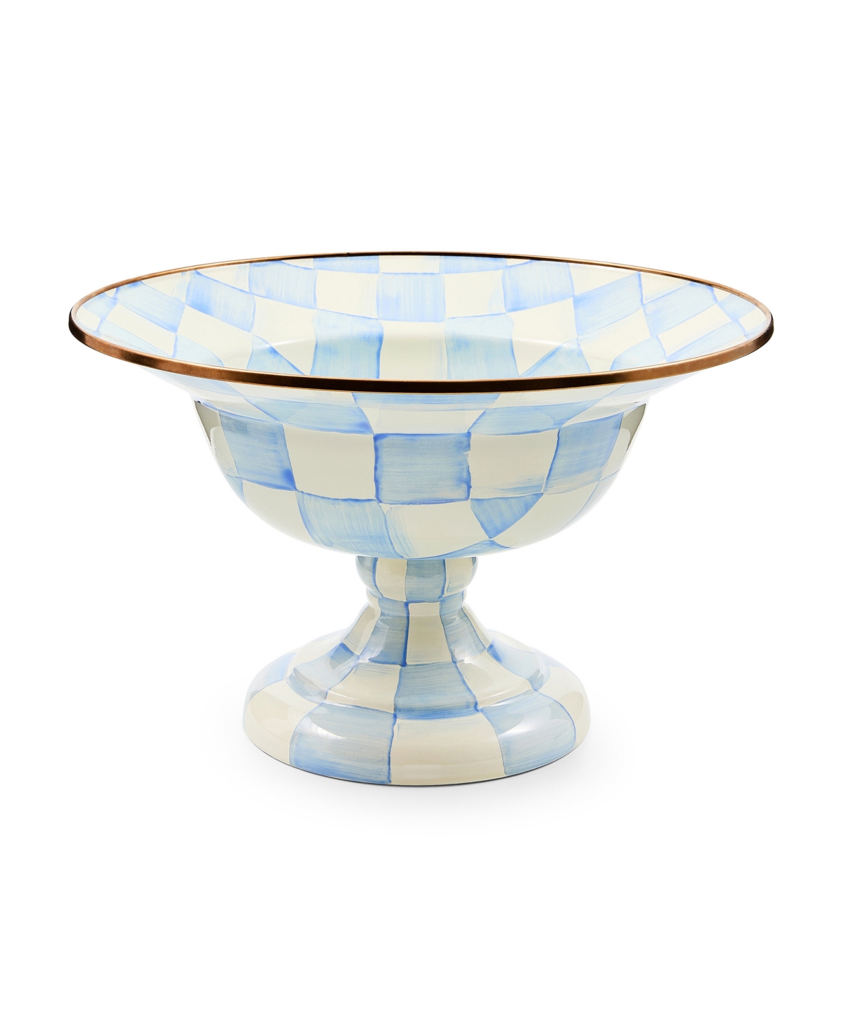 Click here for MacKenzie-Childs Sky Check Large Compote - Sky Blu... prices