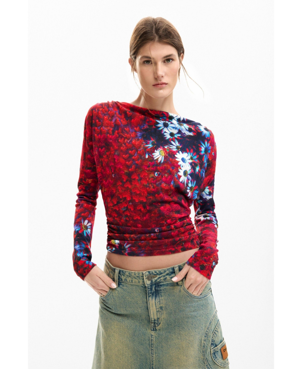 Click here for Desigual Womens Thin daisy sweater - Orange red prices