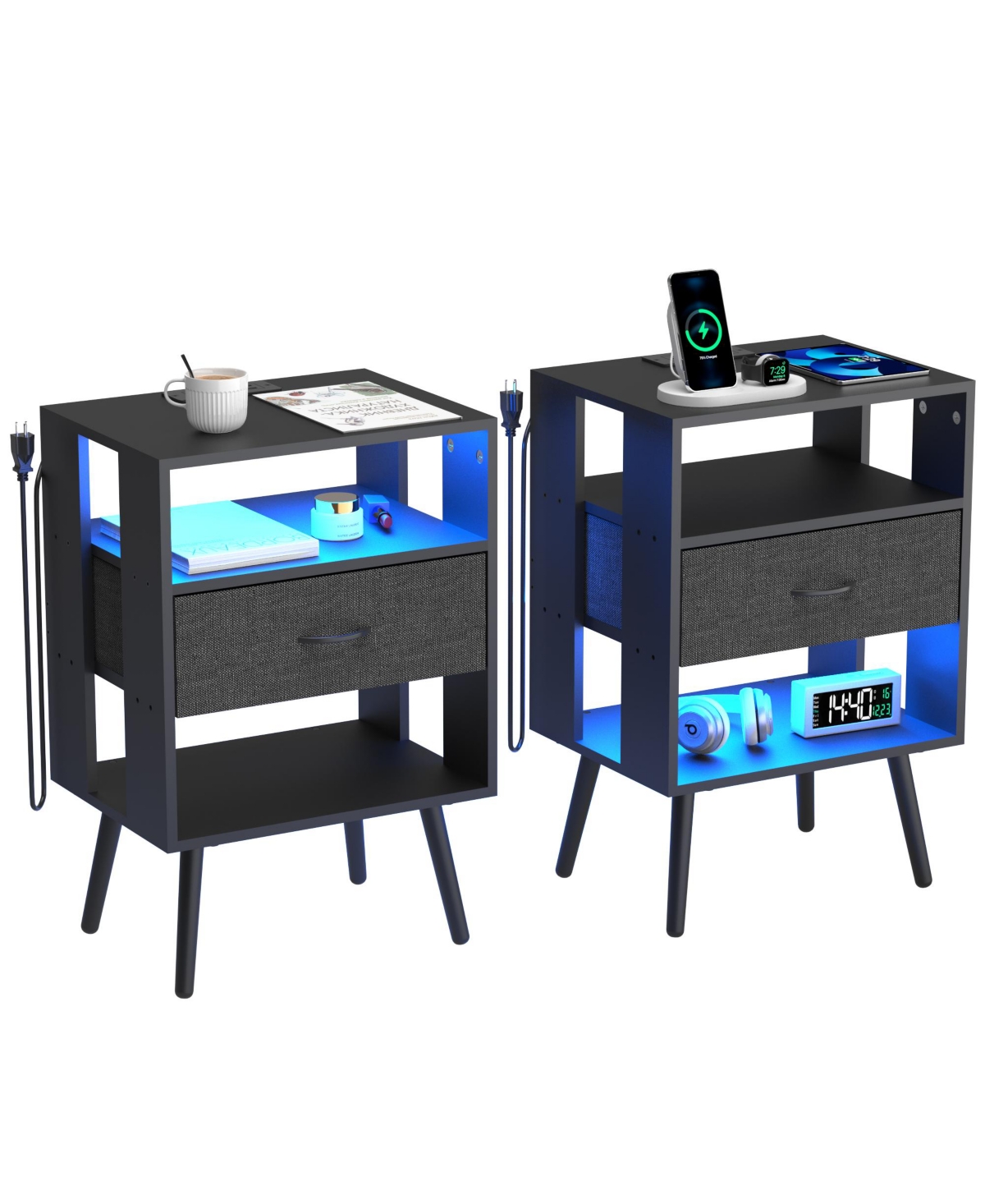 Click here for sumyeg Modern Nightstand Set of 2 with Charging St... prices