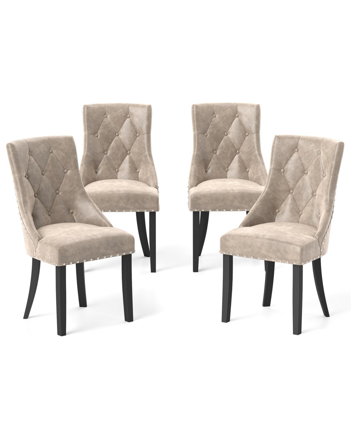 Click here for Gymax Upholstered Dining Chairs Set of 4 Tufted Wi... prices