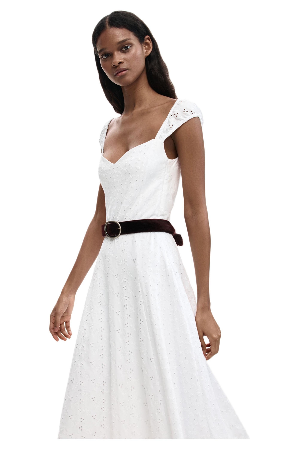 Click here for Desigual Womens Midi embroidered dress - White prices