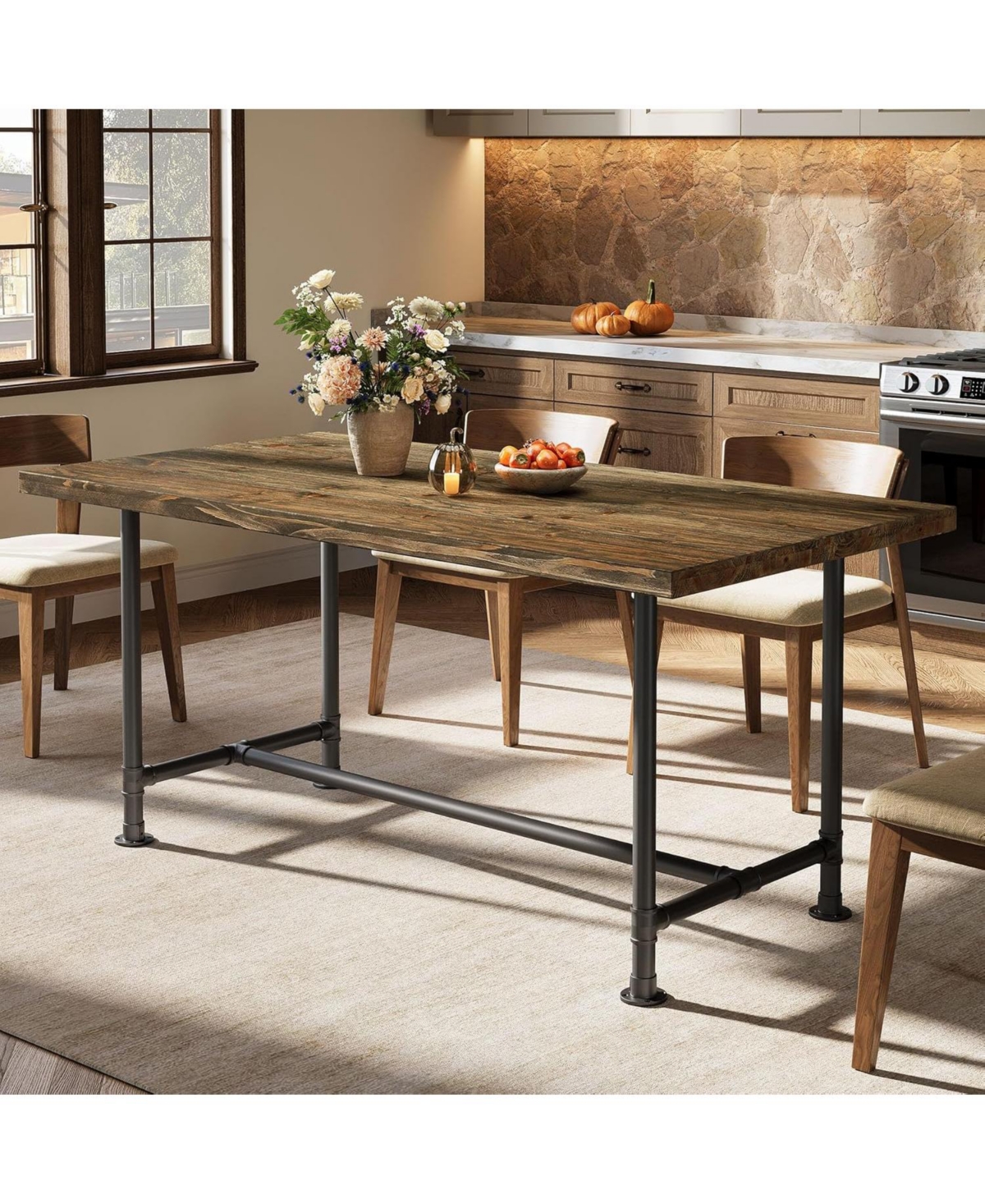 Click here for Tribesigns 63-Inch Solid Wood Dining Table for 4-6... prices