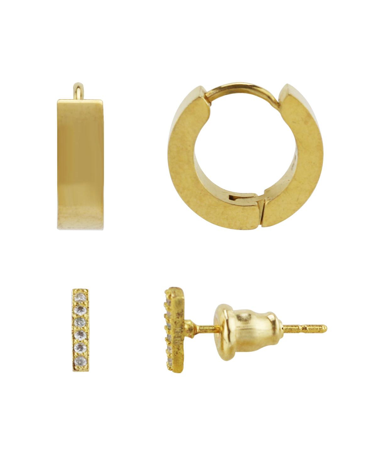 Click here for Rebl Jewelry Stainless Steel Cz Stud And Hoop Set... prices