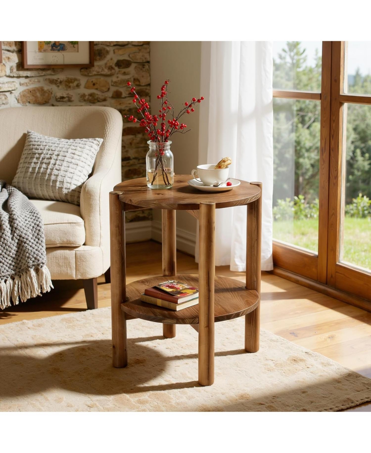 Click here for Tribesigns 2-Tier Solid Wood Round Side Table  Far... prices