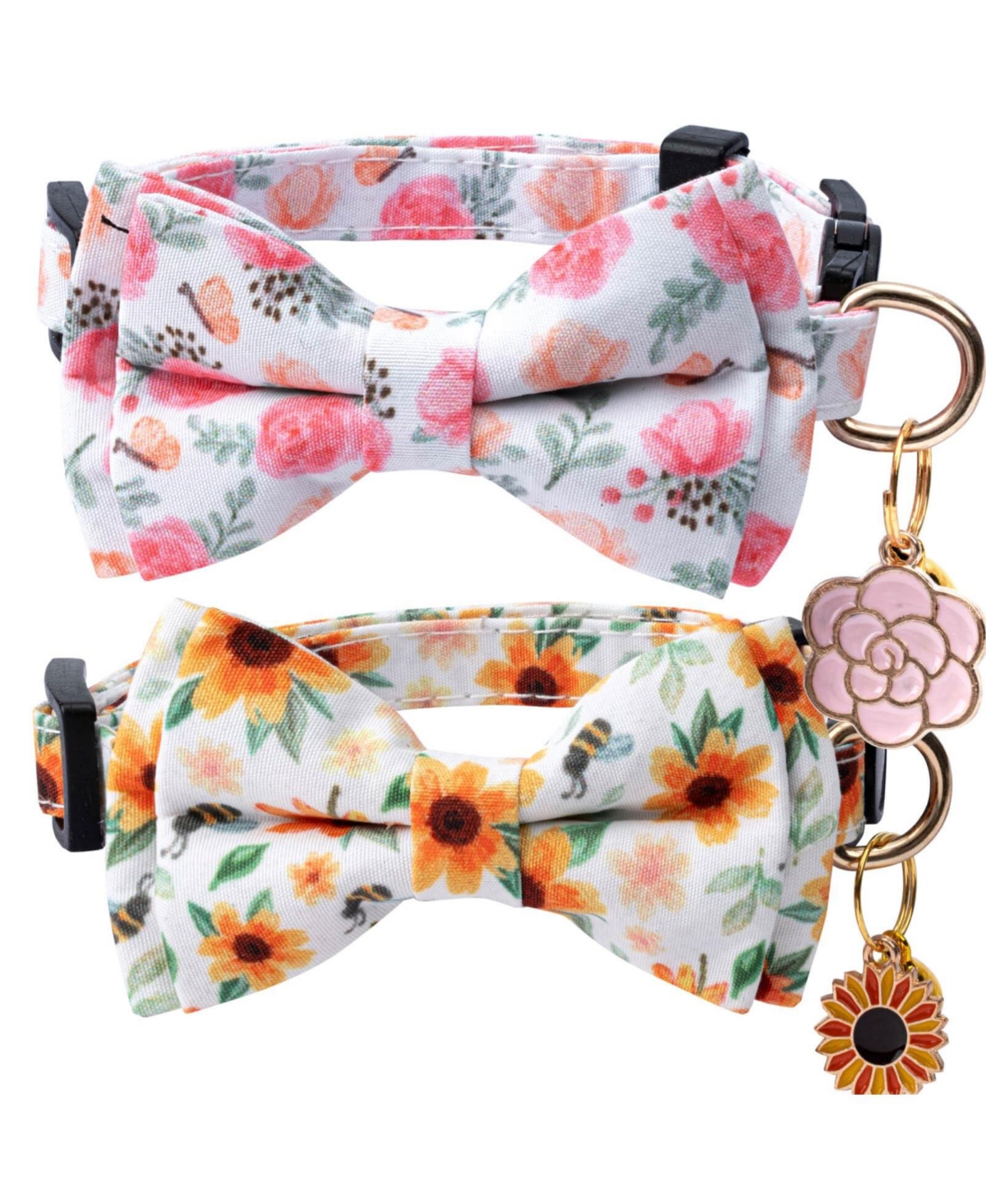 Click here for Aronkl 2 Pack Cotton Cat Collars with Bow Tie Bell... prices