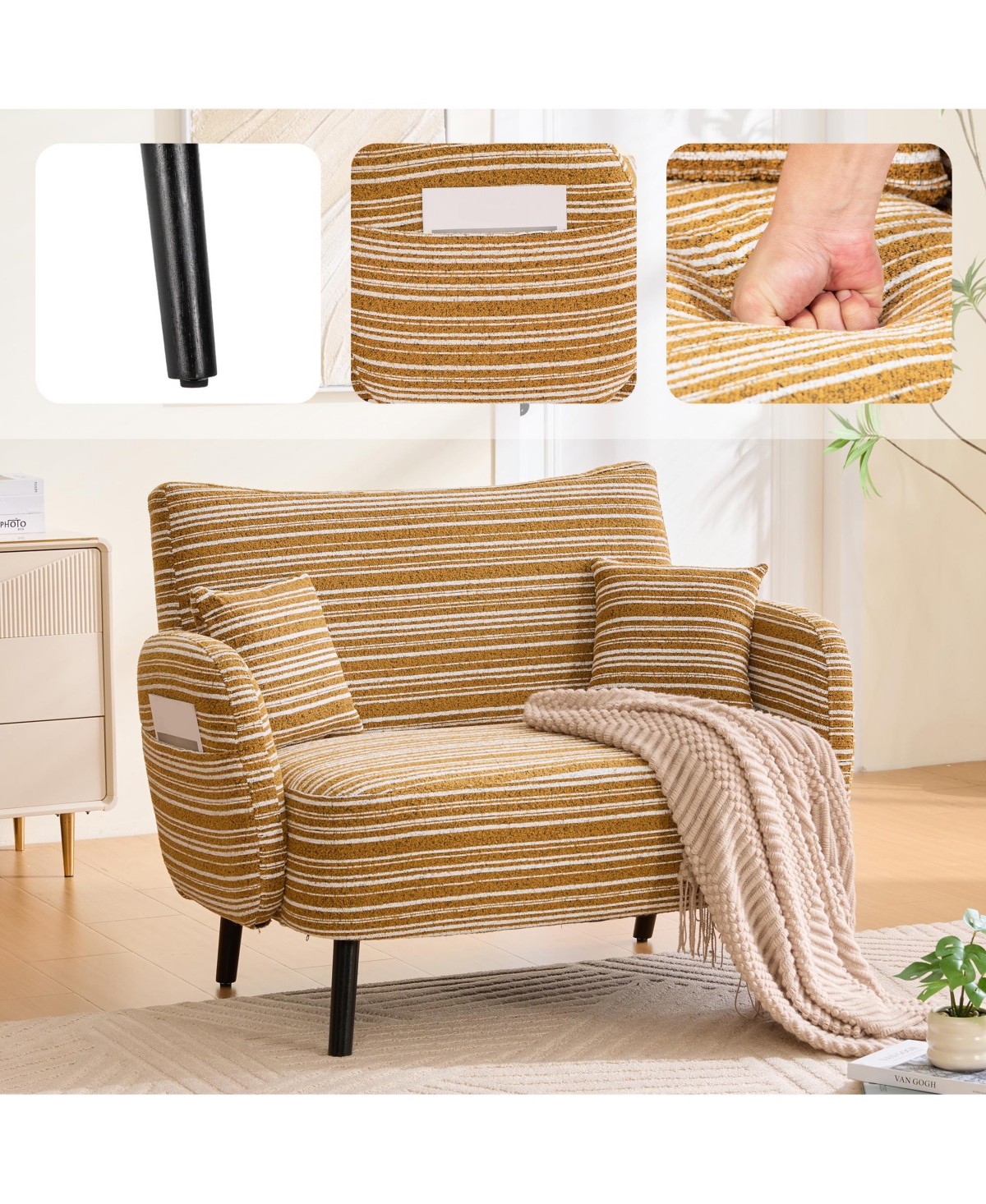 Click here for Rainsken 47.6" Boucle Accent Chair  Modern Lo... prices