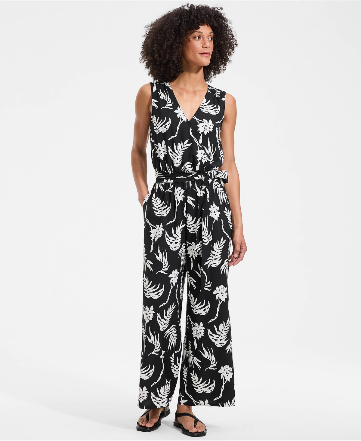 Click here for Lands End Womens Sleeveless Creaseless Wrap Jumpsu... prices