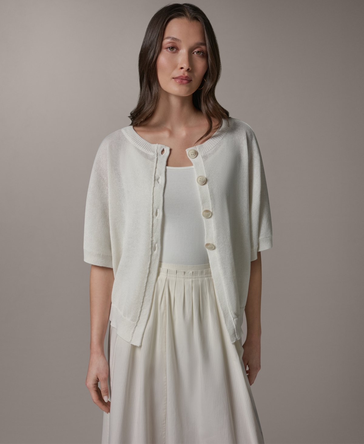 Click here for Donna Karan Weekend Womens Crewneck Cardigan - Cre... prices