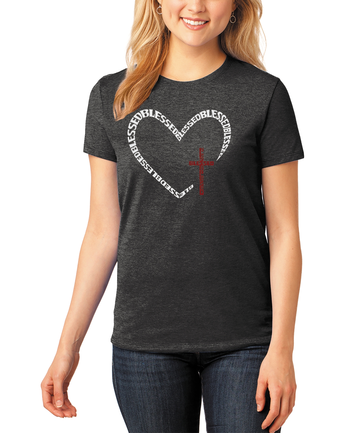 Click here for La Pop Art Womens Premium Blend Blessed Heart Word... prices