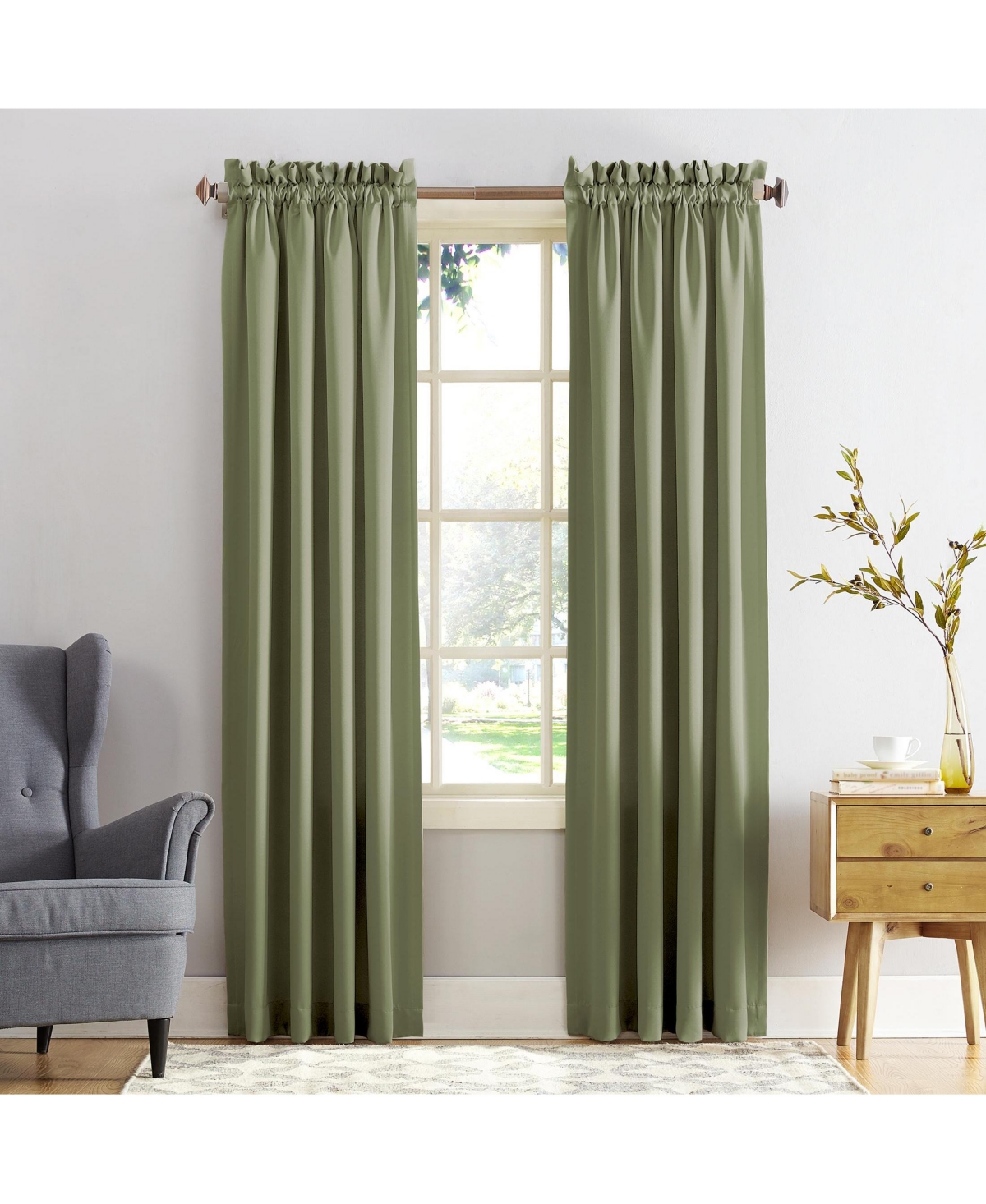 Click here for Room Darkening Rod Pocket Curtain Panel - Sage gre... prices