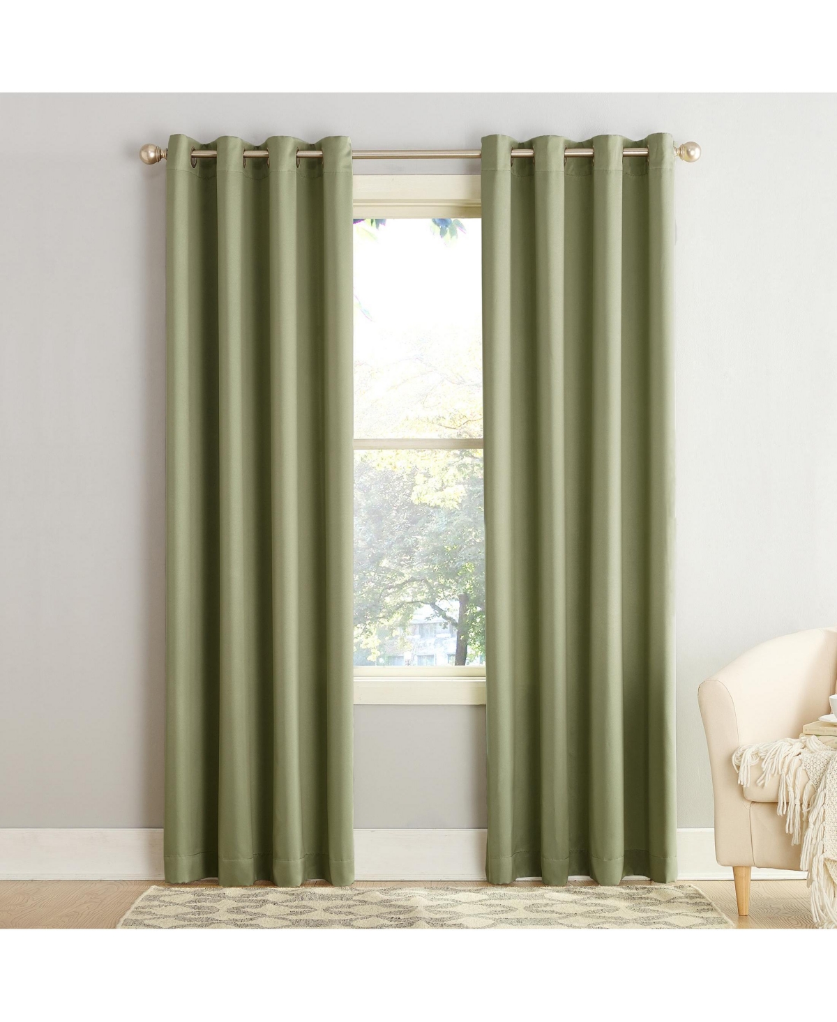 Click here for Room Darkening Grommet Curtain Panel - Sage green prices