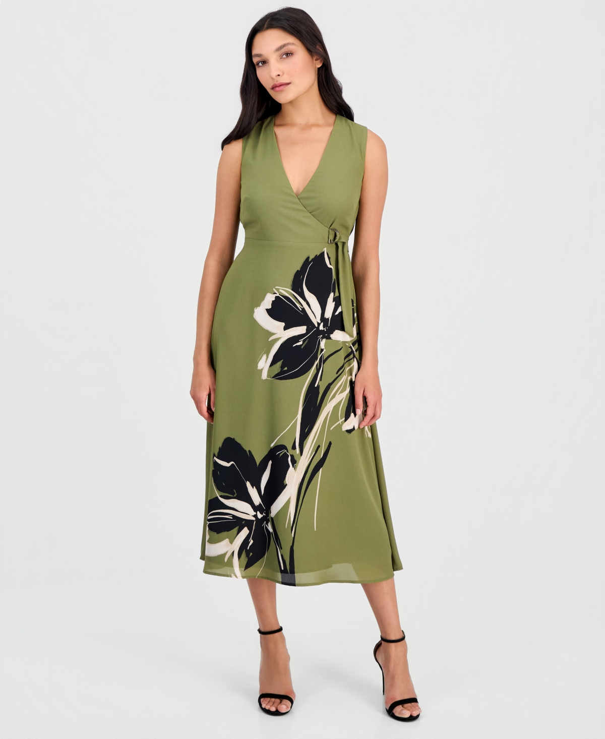 Click here for Anne Klein Petite V-Neck A-Line Midi Dress - Bay L... prices