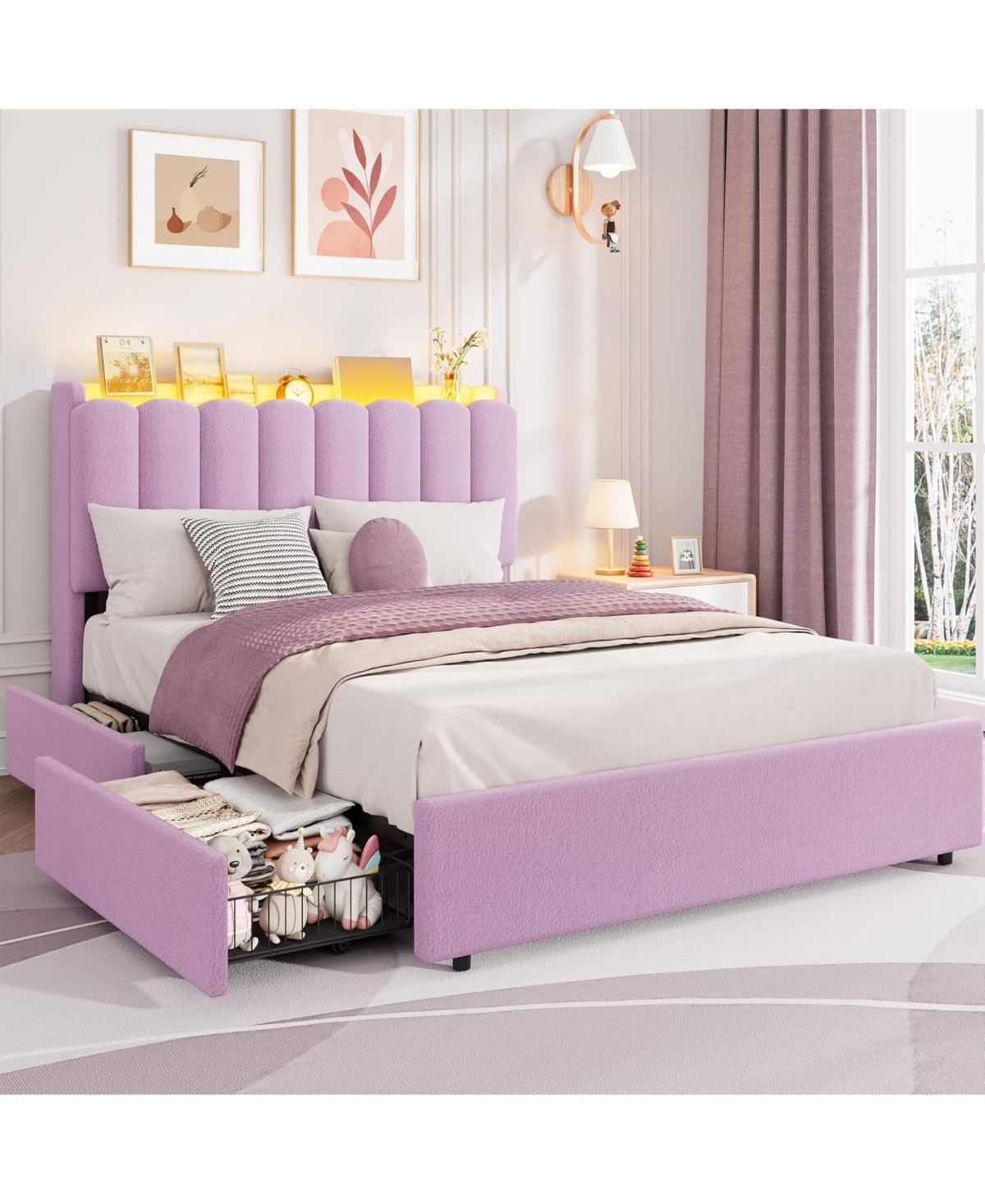 Click here for gaomon Led Bed Frame with Storage Headboard  Boucl... prices