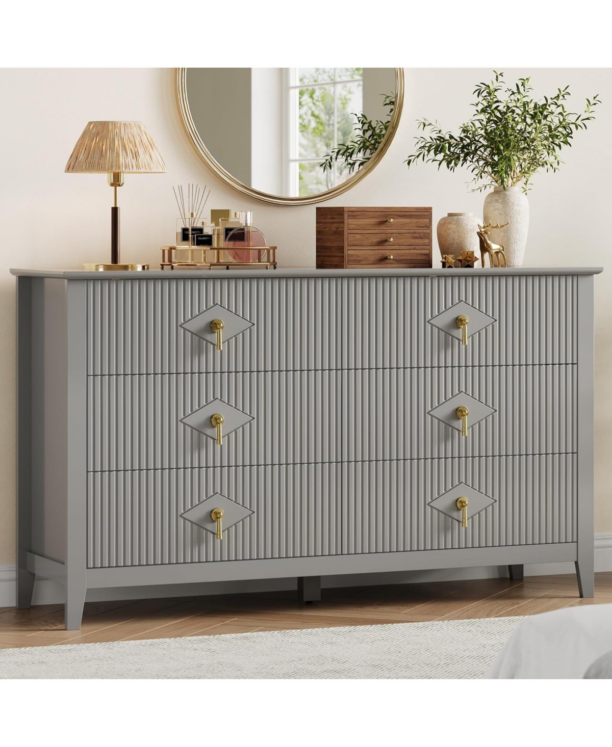 Click here for gaomon Fluted 6-Drawer Dresser  54 Wide Modern Che... prices
