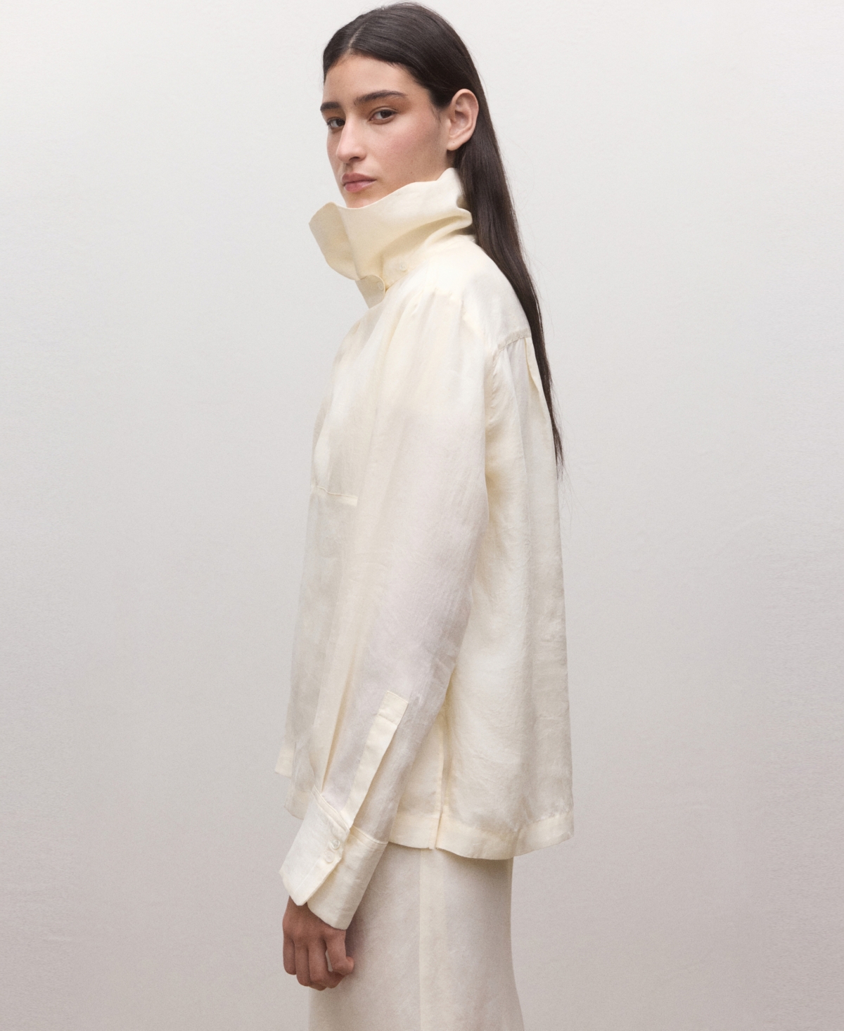 Click here for Selection Mango Womens Lyocell Funnel-Neck Shirt -... prices