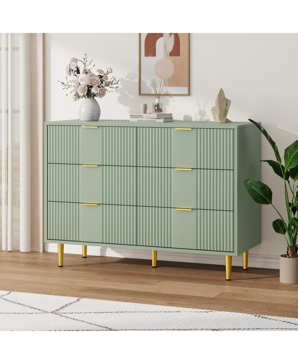 Click here for gaomon 39.4 Wide Fluted Dresser with 6 Drawers  Mo... prices