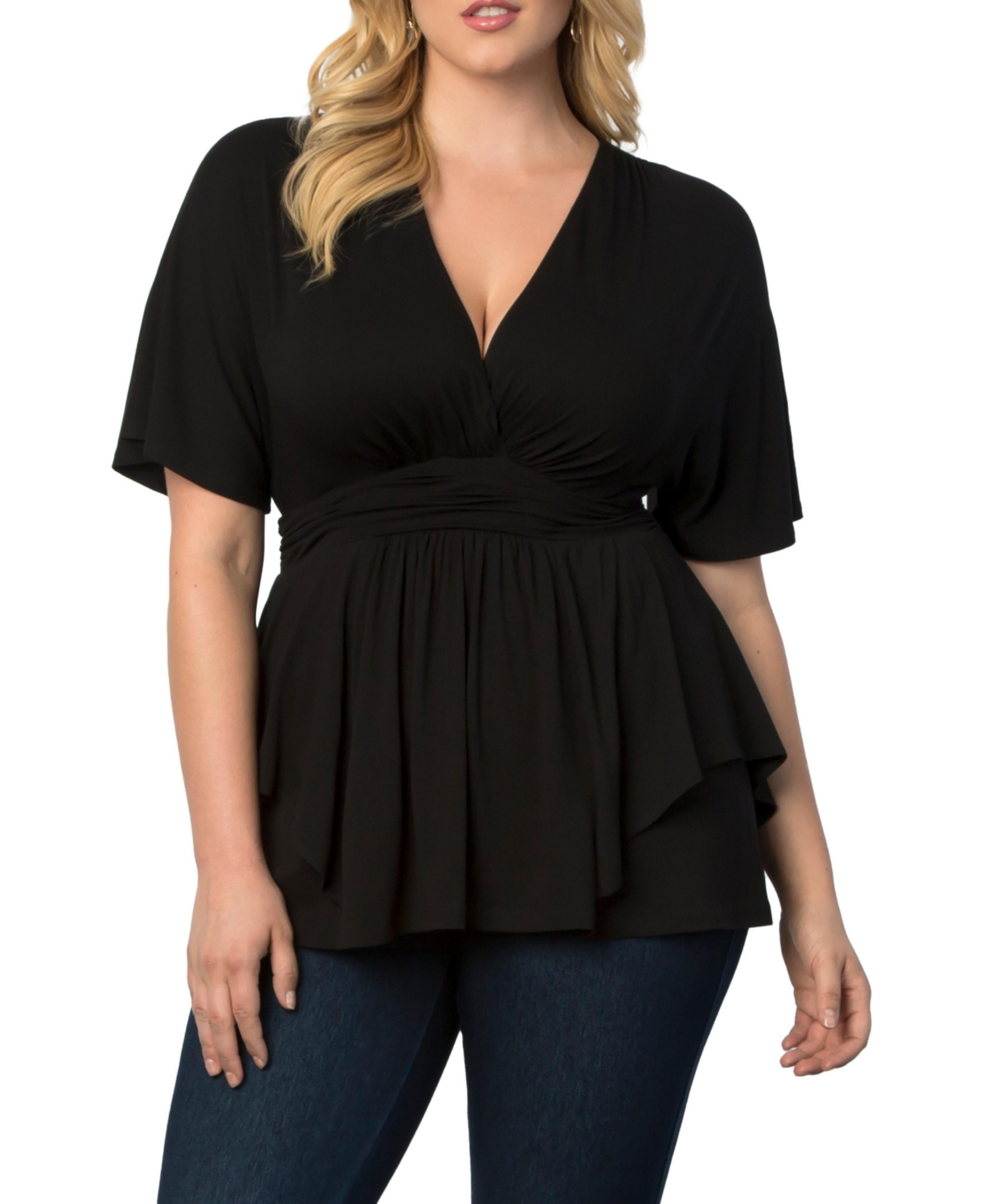 Click here for Kiyonna Plus Size Promenade Jersey Top - Black noi... prices