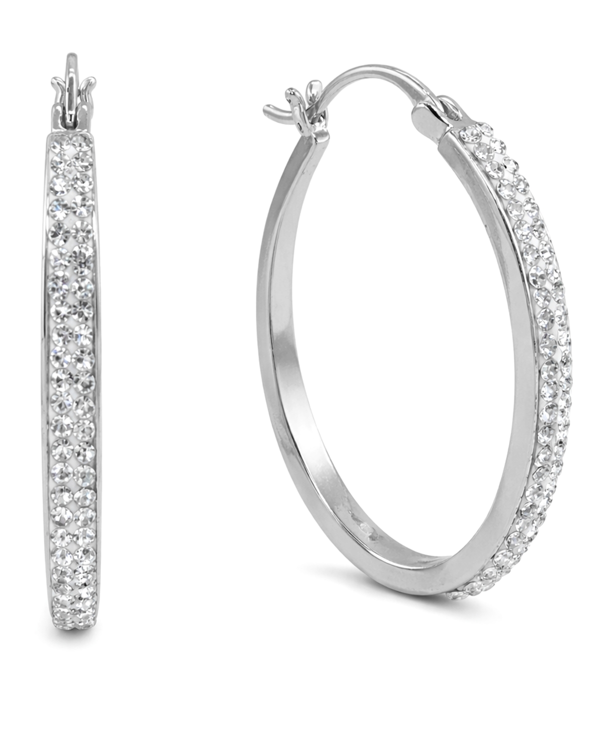 Click here for And Now This Crystal Tapered Hoop Earrings in Silv... prices