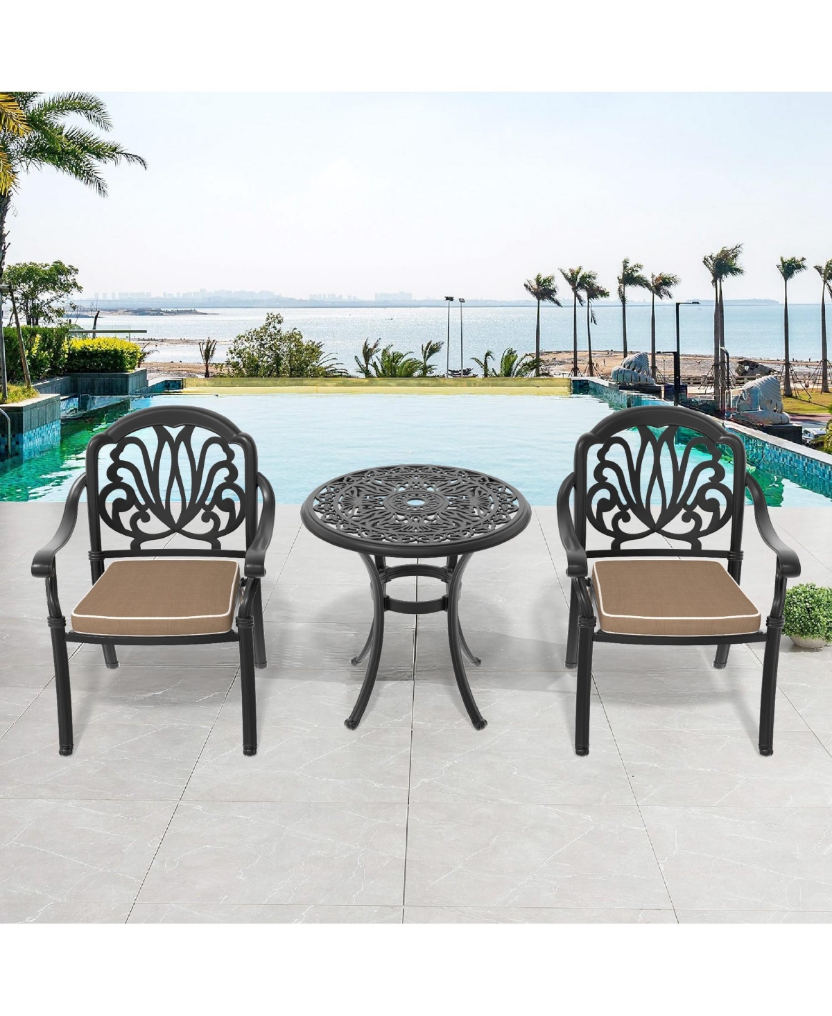 Click here for Clihome 3-Piece Outdoor Bistro Table Set Cast Alum... prices