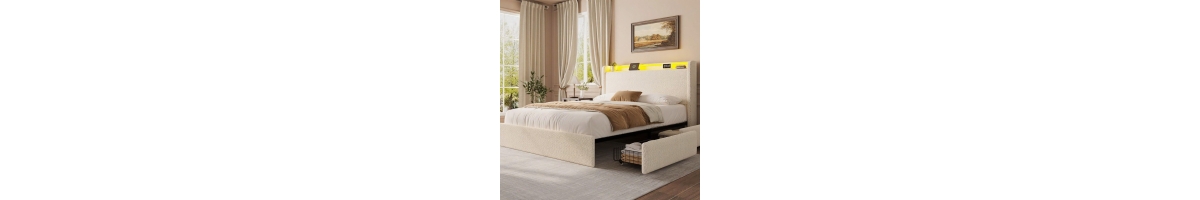 Click here for Homfan Led Bed Frame with 4 Storage Drawers and St... prices