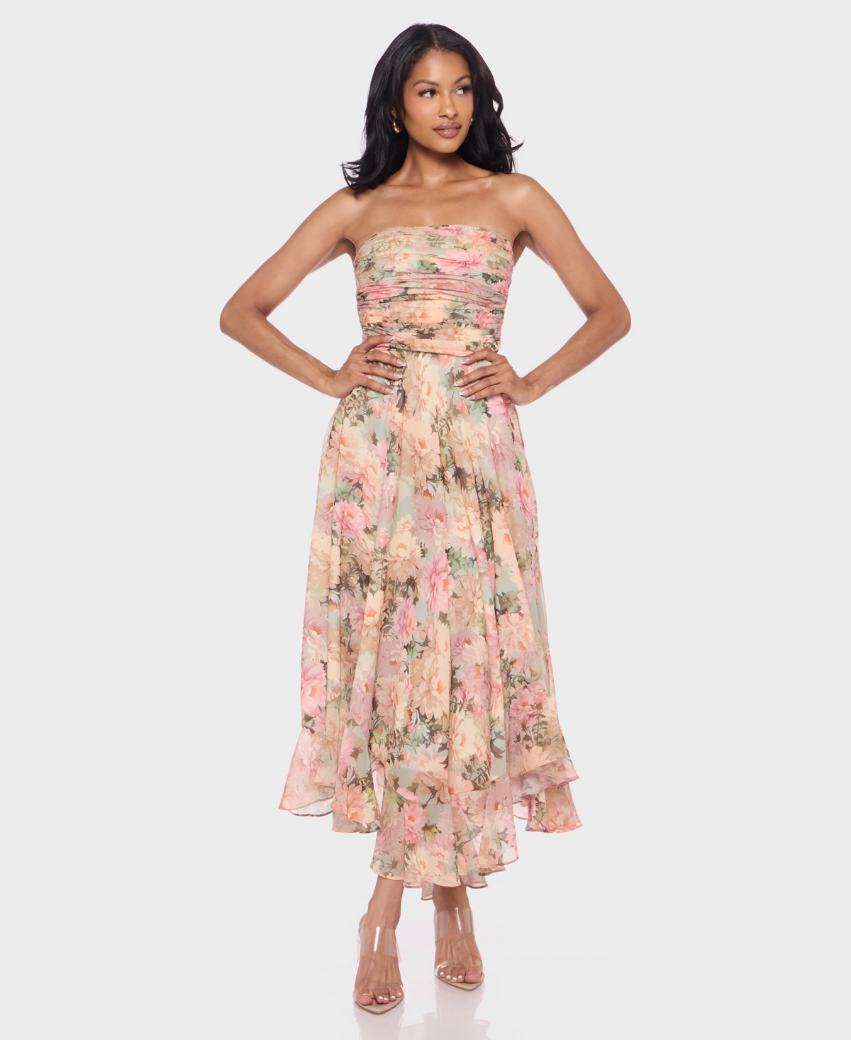 Click here for Alex & Sophia Juniors Strapless Printed Dress - Sa... prices