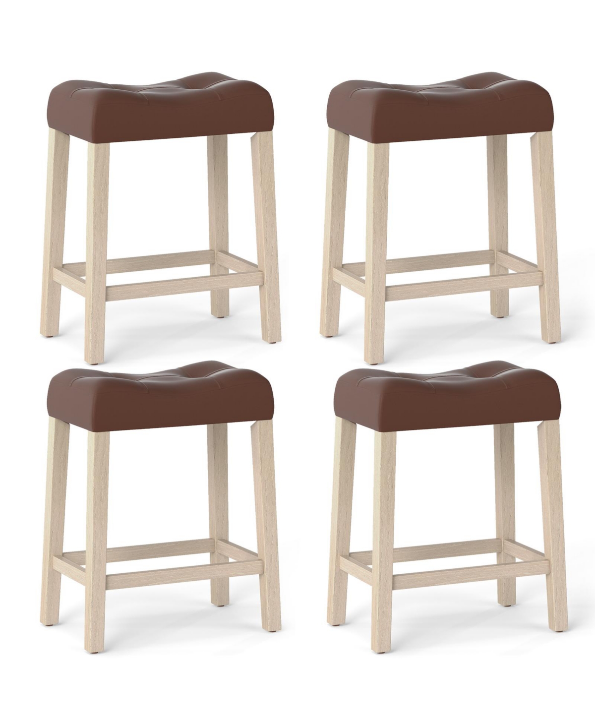 Click here for Gymax 24 Saddle Bar Stools Set of 4 w/ Footrest Ru... prices