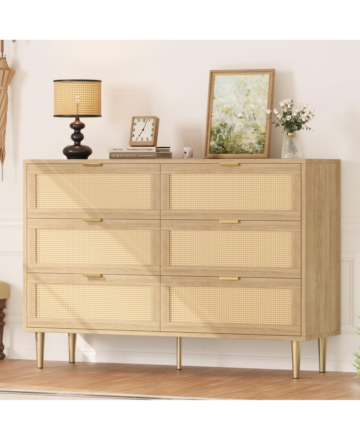 Click here for gaomon 6 Drawer Rattan Dresser for Bedroom  Bohemi... prices