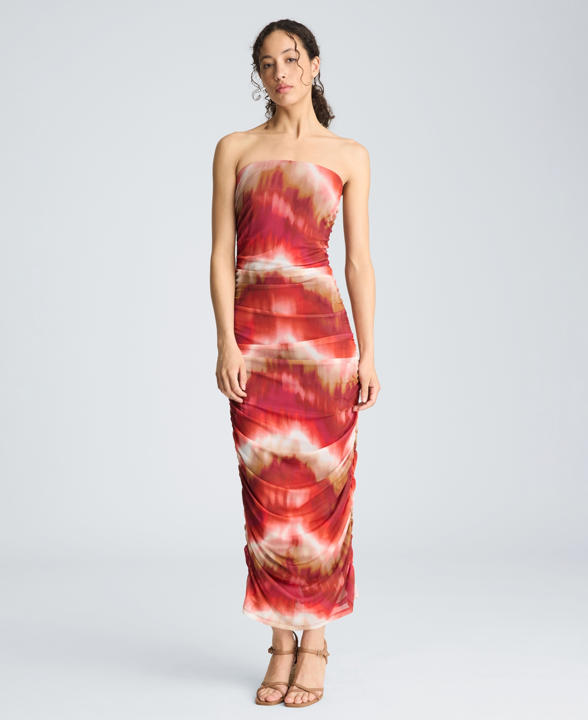 Click here for Kenneth Cole Womens Strapless Ruched Midi Dress -... prices