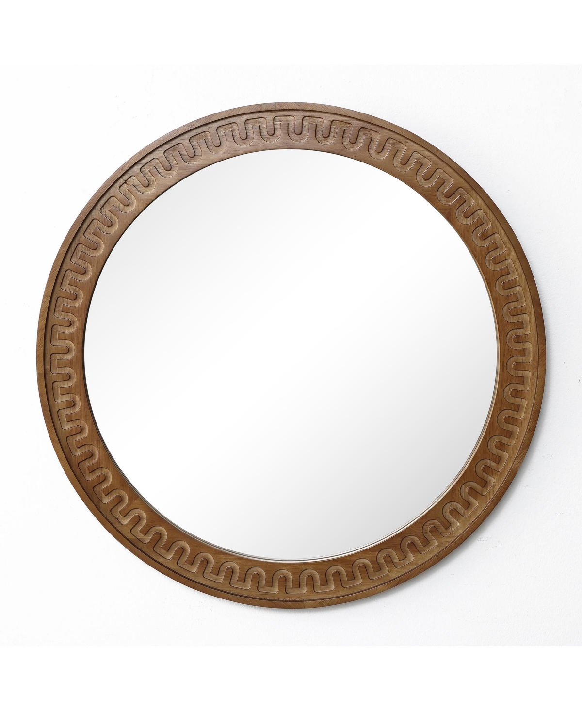 Click here for LuxenHome 25.8 Round Wall Mirror  Carved Rubberwoo... prices