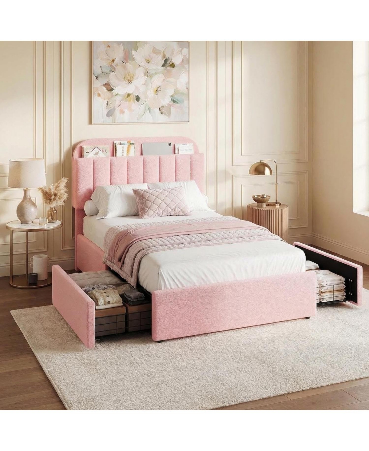 Click here for gaomon Twin Boucle Upholstered Bed for Girls  Stor... prices