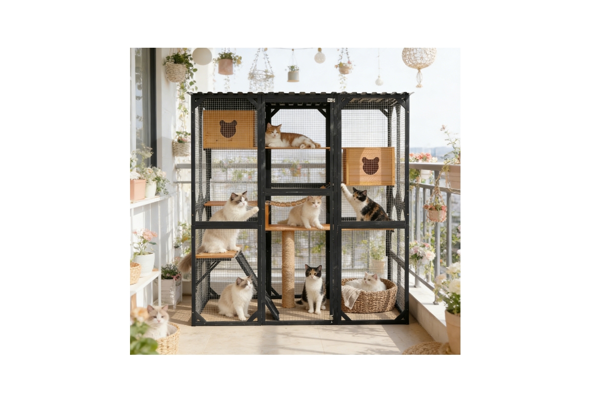 Click here for Zeus & Ruta Fir Wood Outdoor Cat Enclosure With Sl... prices