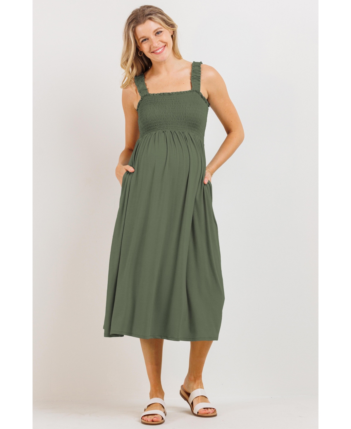 Click here for Hello Miz Maternity Smocked Bodice Sleeveless Dres... prices