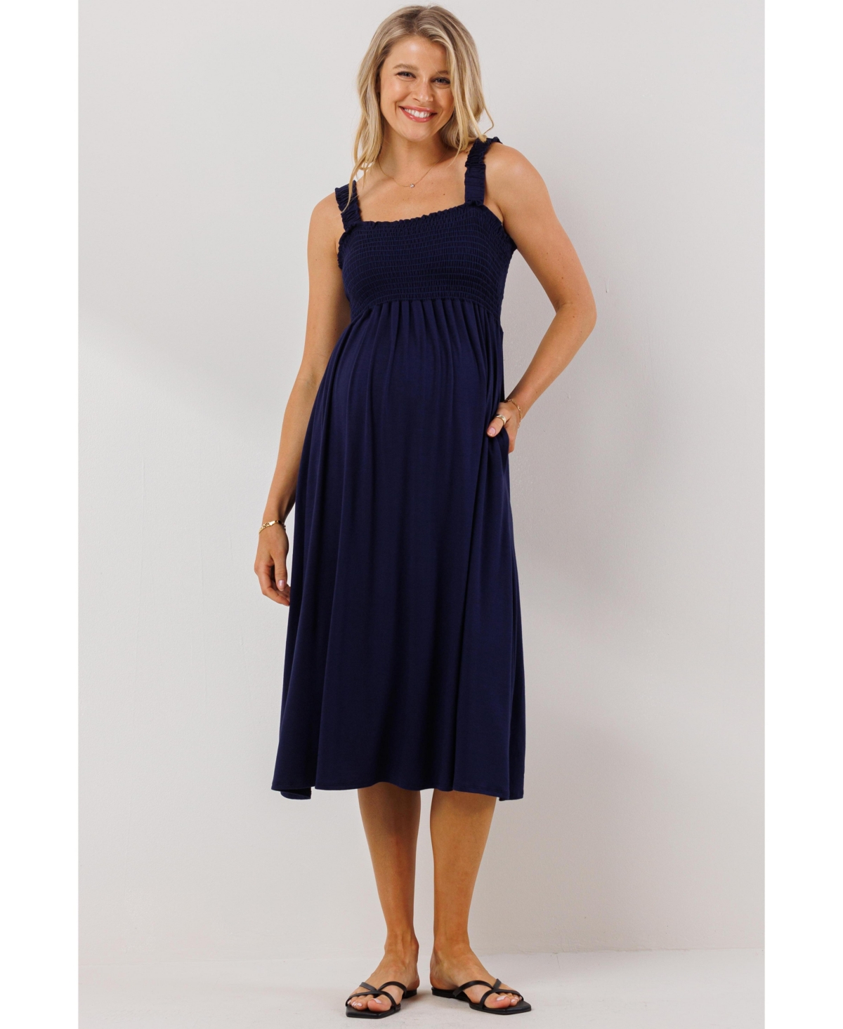 Click here for Hello Miz Maternity Smocked Bodice Sleeveless Dres... prices
