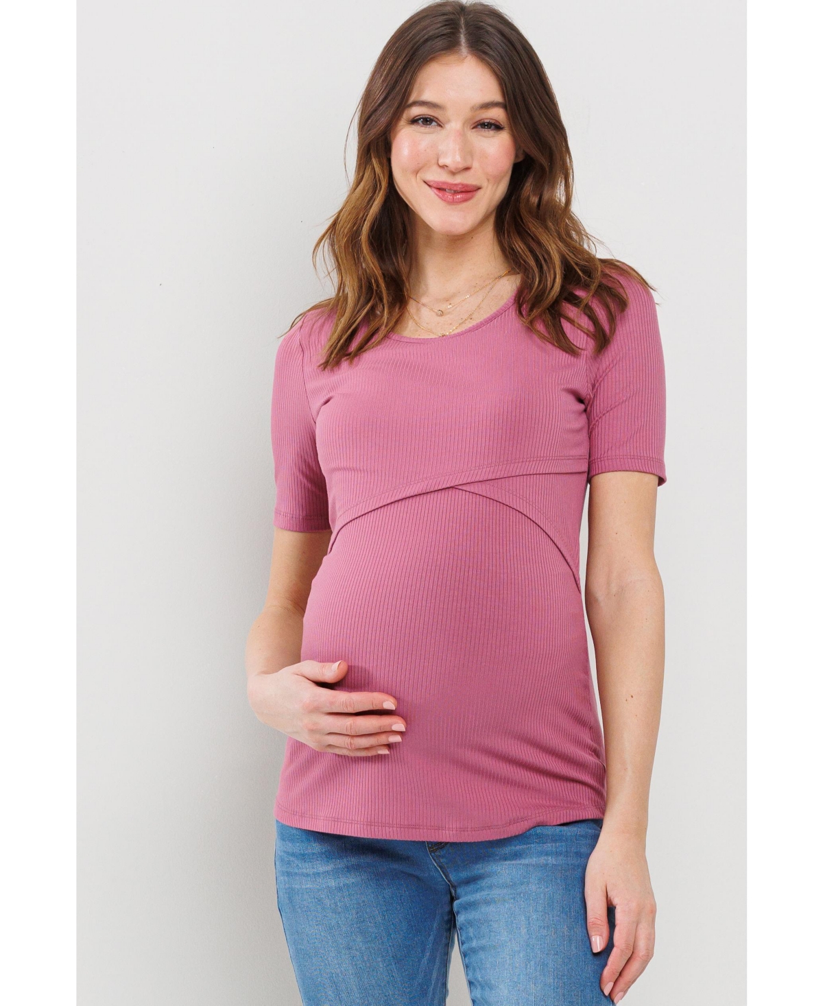 Click here for Hello Miz Womens Short Sleeve Ribbed Crossover Nur... prices