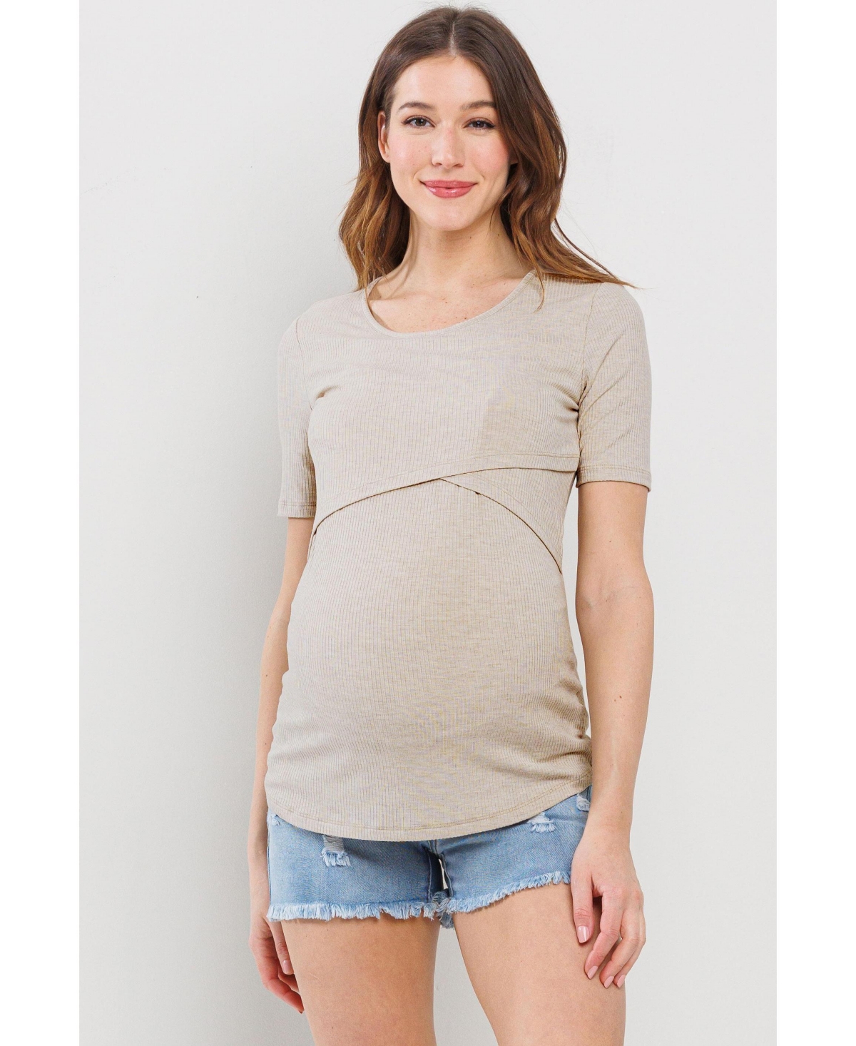 Click here for Hello Miz Womens Short Sleeve Ribbed Crossover Nur... prices