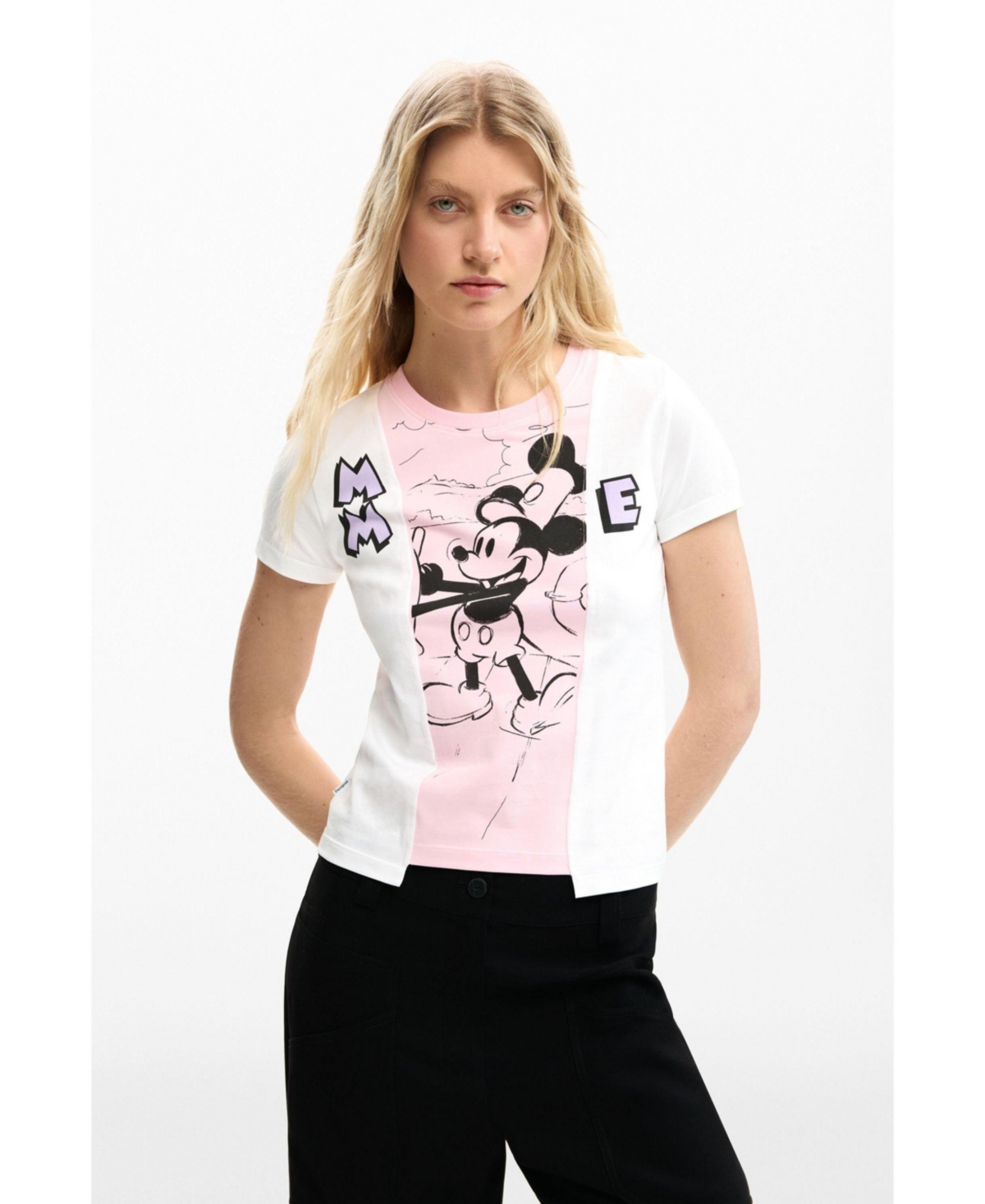 Click here for Desigual Womens Two-tone Mickey Mouse T-shirt - Wh... prices